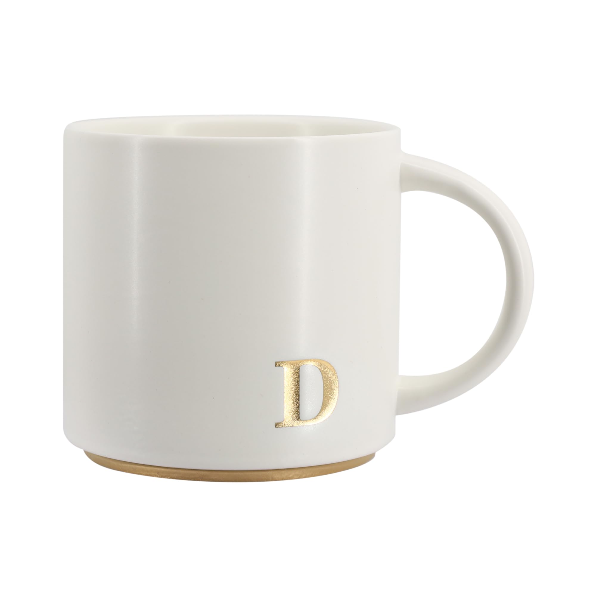 Amazon.com: COLLECTIVE HOME - Monogram Ceramic Mugs, 15 oz Golden ...