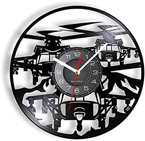 Amazon.com: Wall Clock 30cm Vintage Black Hawk Airplane Helicopter ...