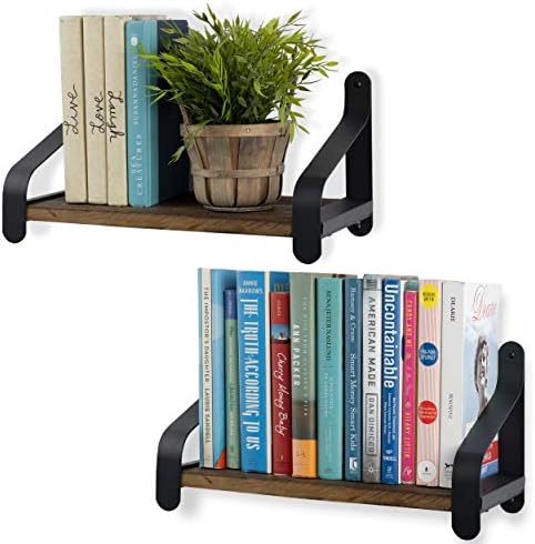 Amazon.com: Floating Wood Shelves, Set of 2, 24W x 5.5D x 2H – Wood ...
