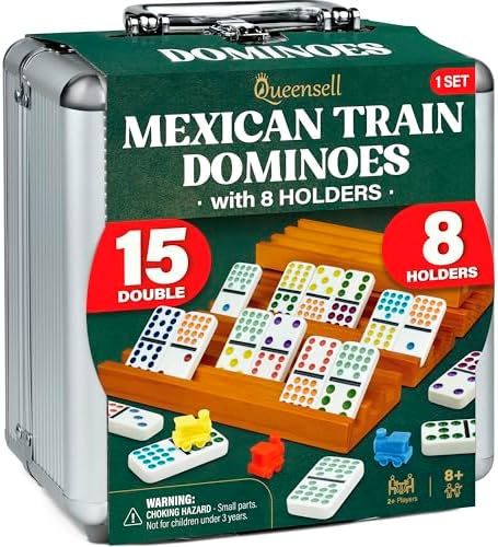Amazon.com: Queensell Mexican Train Dominoes Set Double 15 with 8 ...