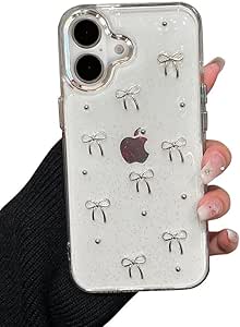 Amazon.com: EYZUTAK Case for iPhone 16, Bling Glitter 3D Bowknot Phone Case Cute Sparkly Crystal ...