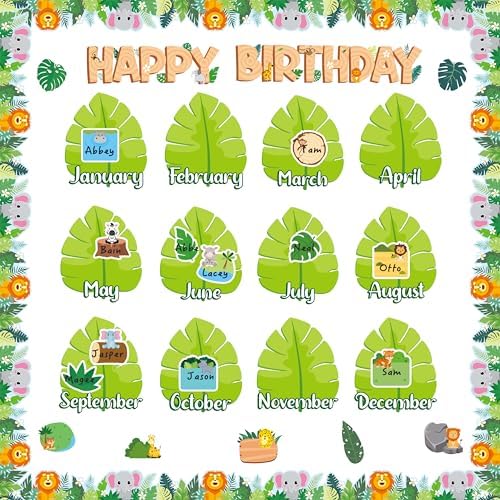 Amazon.com: BeYumi Jungle Animal Bulletin Board Set - 75Pcs Forest ...