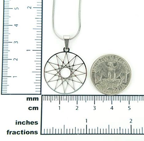 Dodecagram Necklace, 20" Snake Chain with 12 Point Star Charm Pendant ...
