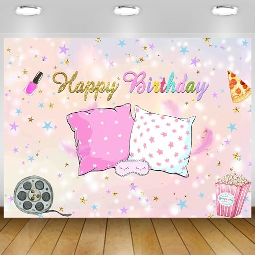 Amazon.com : Sleepover Party Backdrop Pajamas Pillow Fight Sleepover ...