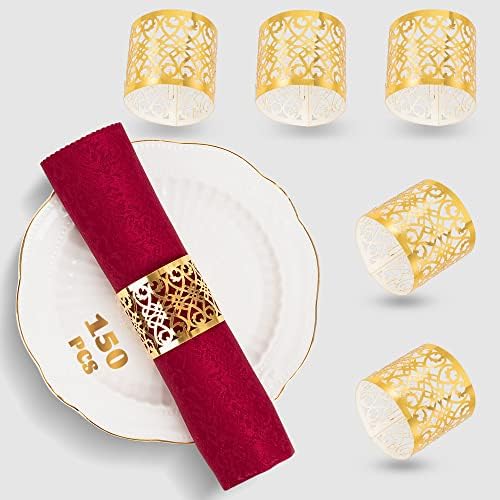 Amazon.com: 100pcs Disposable Rose Flower Paper Napkin Rings Laser Cut ...