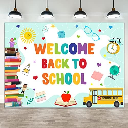 Amazon.com: Wollmix Back to School Backdrop Decorations Banner First ...