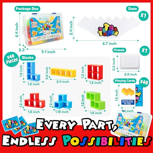 Snapklik.com : Marlo & Buzz 48Pcs Tetra Tower Balance Stacking Blocks Game