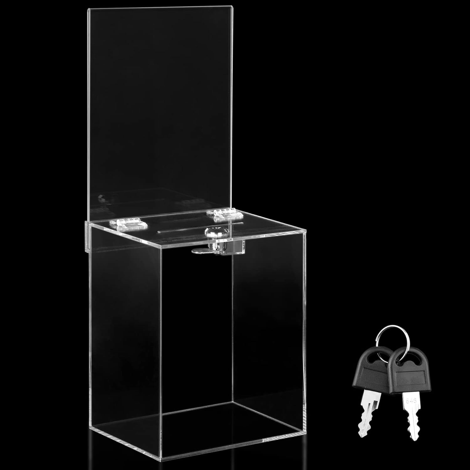 Amazon.com: PLULON Tall Acrylic Donation Box with Lock and Sign Holder ...