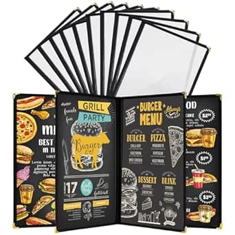 Amazon.com: Restuarant Menu Covers,10 PCS 4 Page 8 View Transparent ...