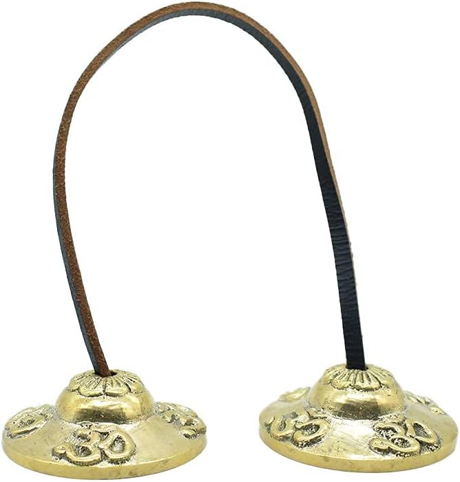 OM POOJA SHOP Brass Manjira Taal Instrument (Yellow, 2.5 Inch X 2.75 ...