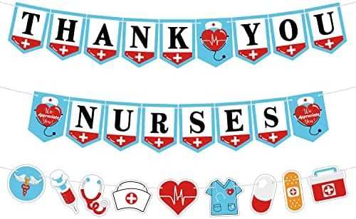 Amazon.com: PTFNY Thank You Nurses Banner Nurse Appreciation Week Party ...
