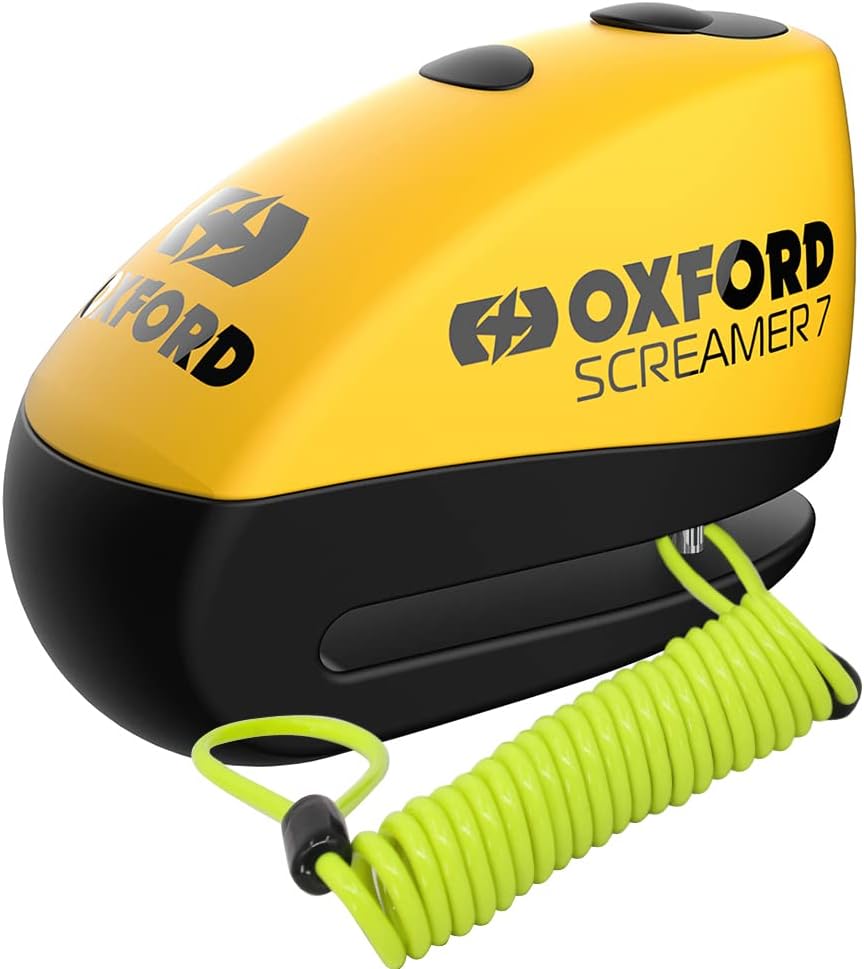 Oxford Security Screamer 7 Alarm Disc Lock Yellow/Black LK290 with 1.5M ...