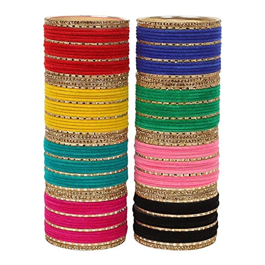 Buy YOUNG FOREVER-VELVET BANGLE COMBO PACK OF 144, 8 COLOURS (12 EACH ...