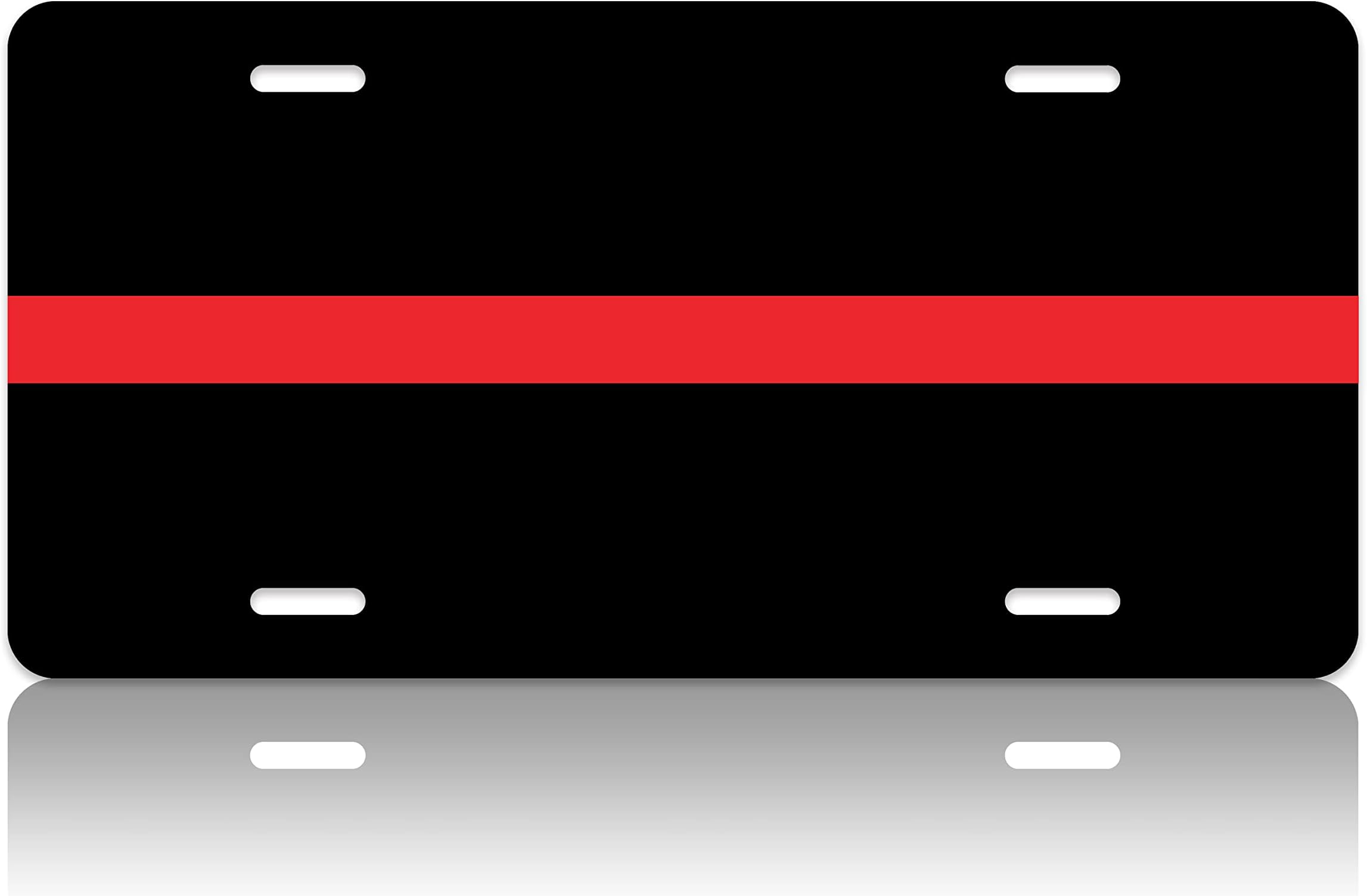 Amazon.com: Thin Red Line Metal License Plate – 6x12 inch Black and Red ...