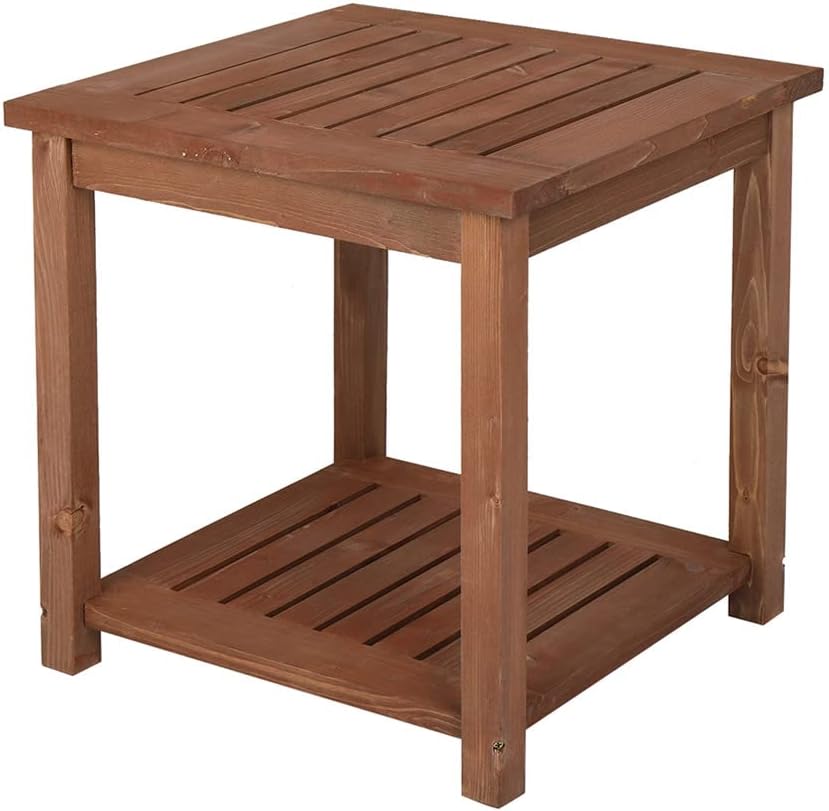 Amazon.com: be current Wood Outdoor Side Table with Storage Shelves ...