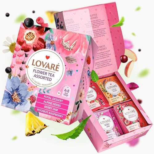 Amazon.com : LOVARE Flower Assorted Tea Variety Pack 32 Pack, 4 Tastes ...