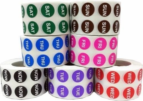 Small Color Coded Day of the Week Dot Stickers - Bulk Pack - 7,000 ...