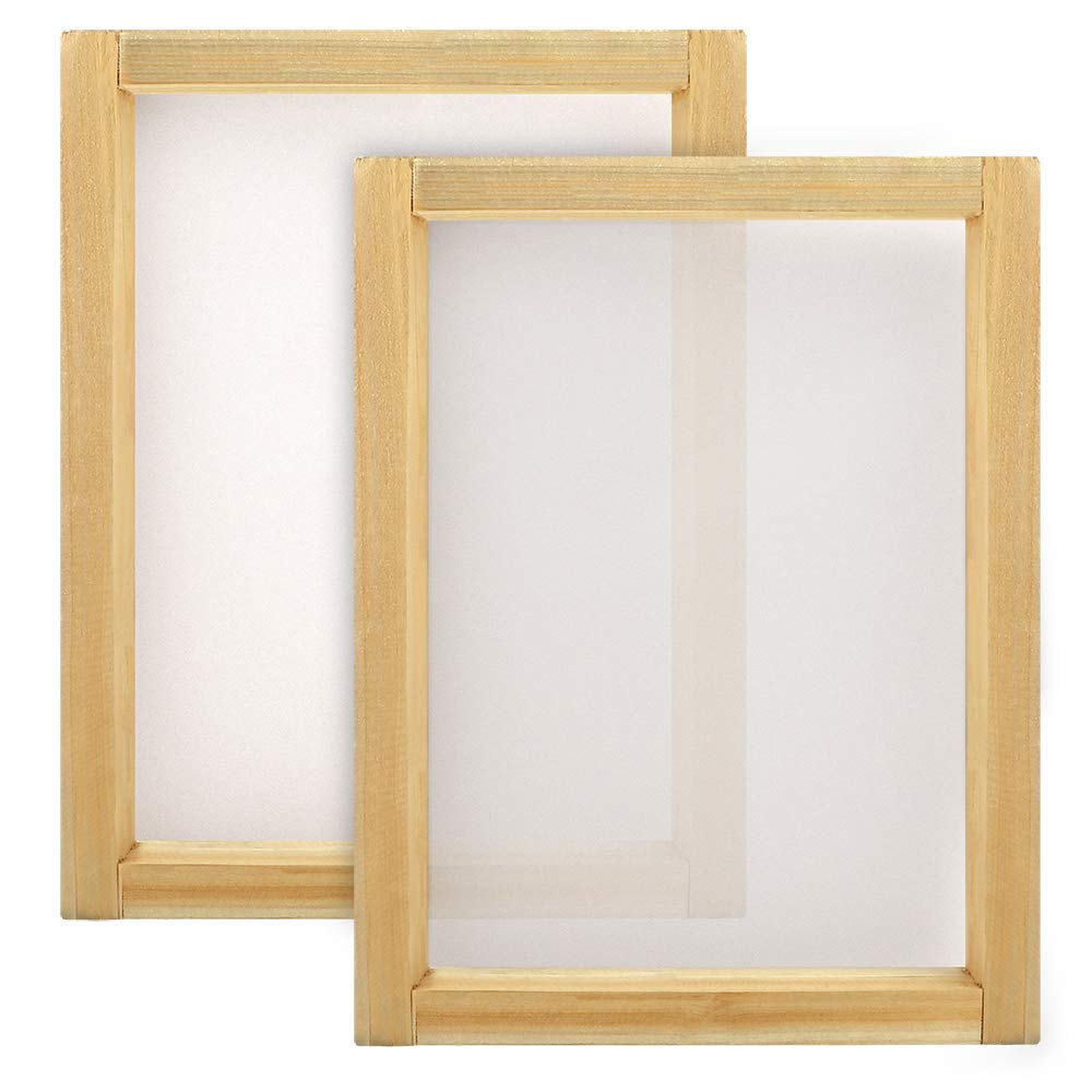CMR 2 Pieces 10X12 Inch Wooden Screen Printing Frame with Attached 110 ...
