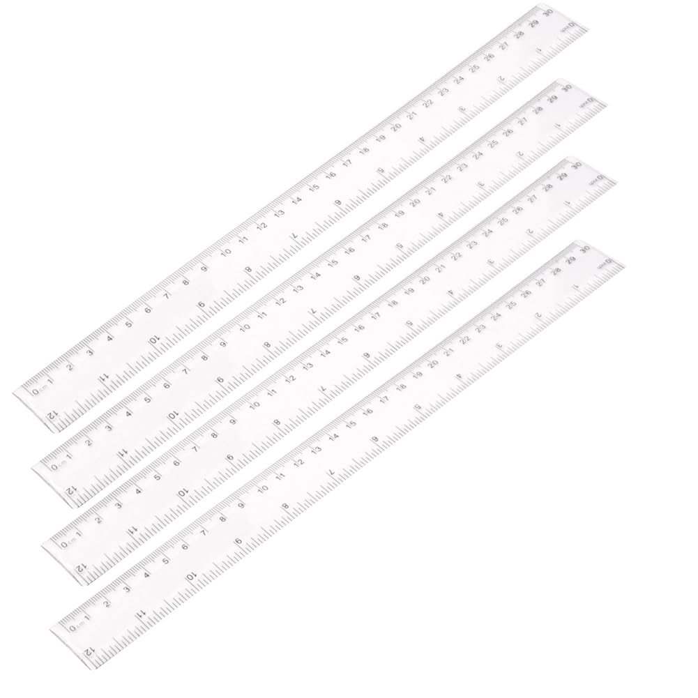 Amazon.com: 4 Pcs 30cm Clear Plastic Ruler Transparent Metric Ruler 12 ...