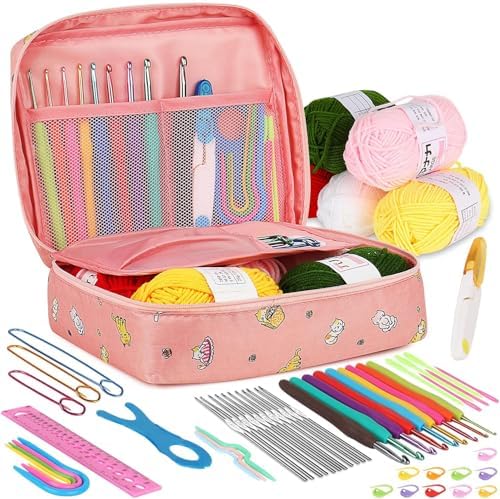 TheWooly Wonders Beginners Crochet Kit, Adults Include 5 Yarns, 59pcs ...