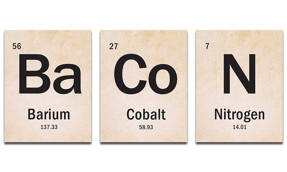 Amazon.com: BACON Periodic Table of Elements - Set of 3-11x14 Unframed ...