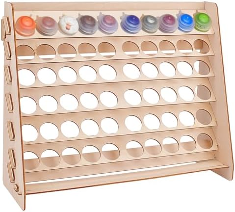 COHEALI Wooden Paint Rack With Brush Holder - Acrylic Organizer and ...