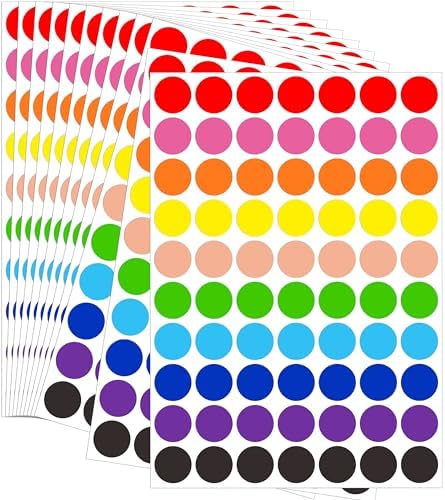 Amazon.com : Garryewan Colored Dot Stickers, 3/4 inch Round Color ...