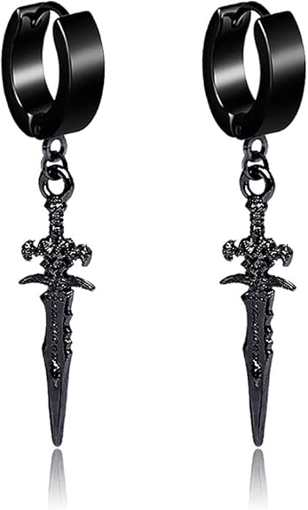 Amazon.com: Sword Drop Dangle Small Hoop Earrings for Men Women ...