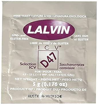 Amazon.com: Lalvin D-47x3 Saccharomyces Cerevisiae 3 (5 G. Pouchs ...
