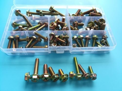 80pcs M5 M6 Phillips Screws Flange Head Bolts Multicolor Zinc Crosses ...