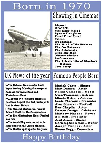1970 birthday card, born in 1970 birthday card, read all about the year ...