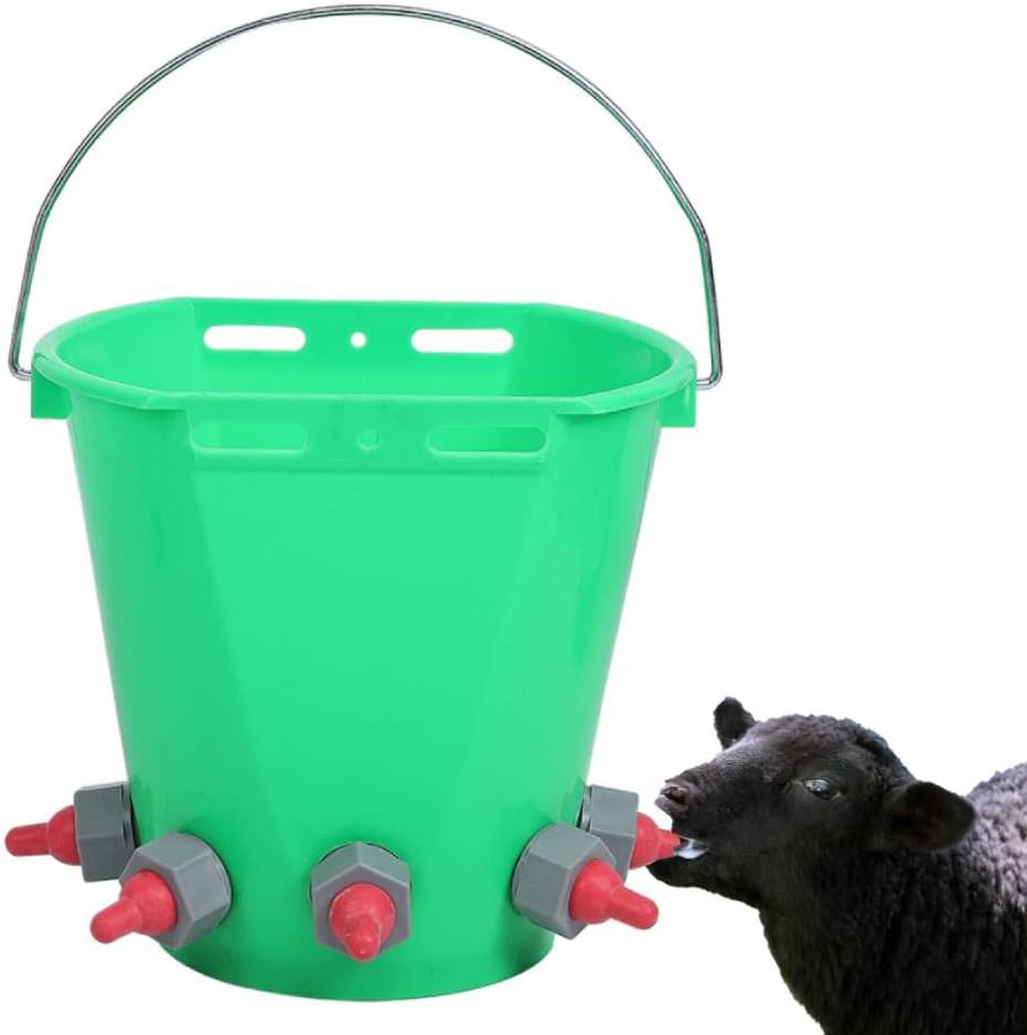 Amazon.com : Pssopp Calf Feeder Bucket Plastic Multiple Nipples 8L High ...