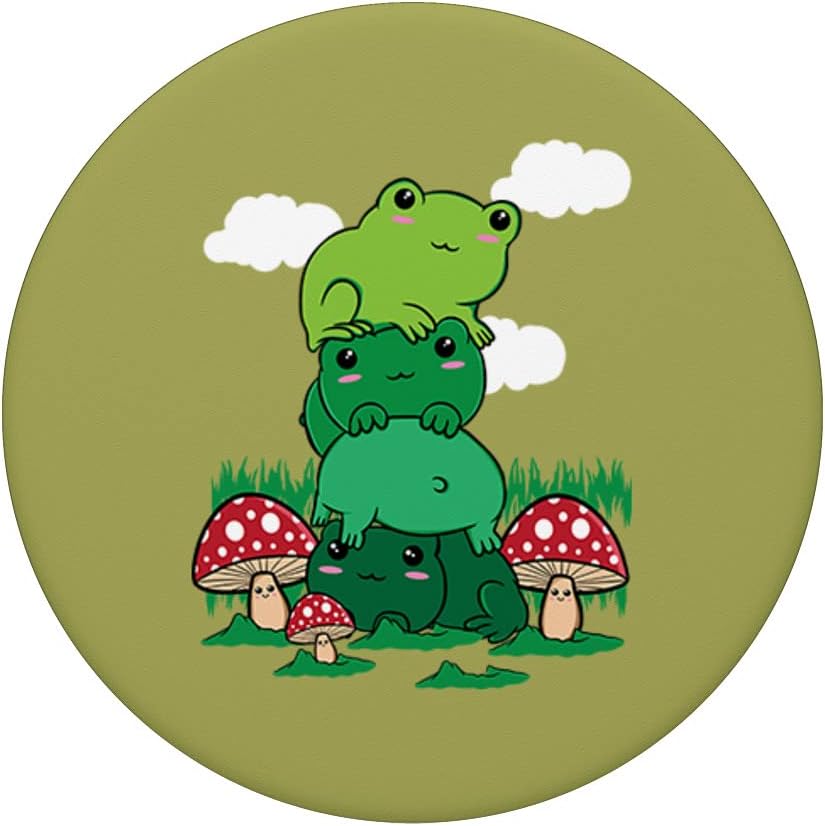 Cottagecore Aesthetic Kawaii Frog Pile And Mushroom Spores PopSockets ...