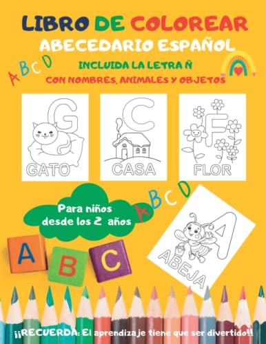 Libro colorear abecedario español, incluido letra niños 2