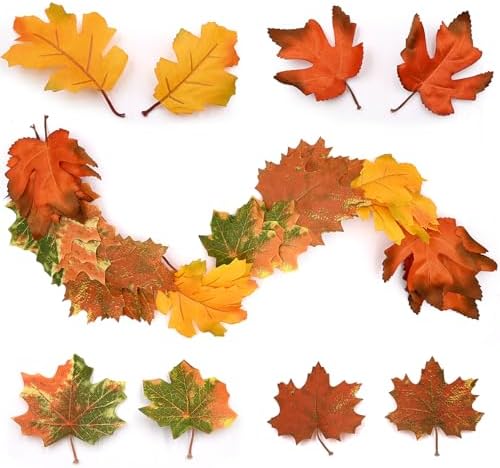 Luxbon - 100pcs Artificial Autumn Fall Maple Leaves Multi Color - Great ...