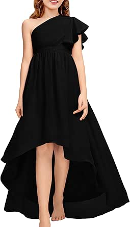 Amazon.com: rrhss Flower Girls One Shoulder Ruffle Dresses Flowy A-line ...