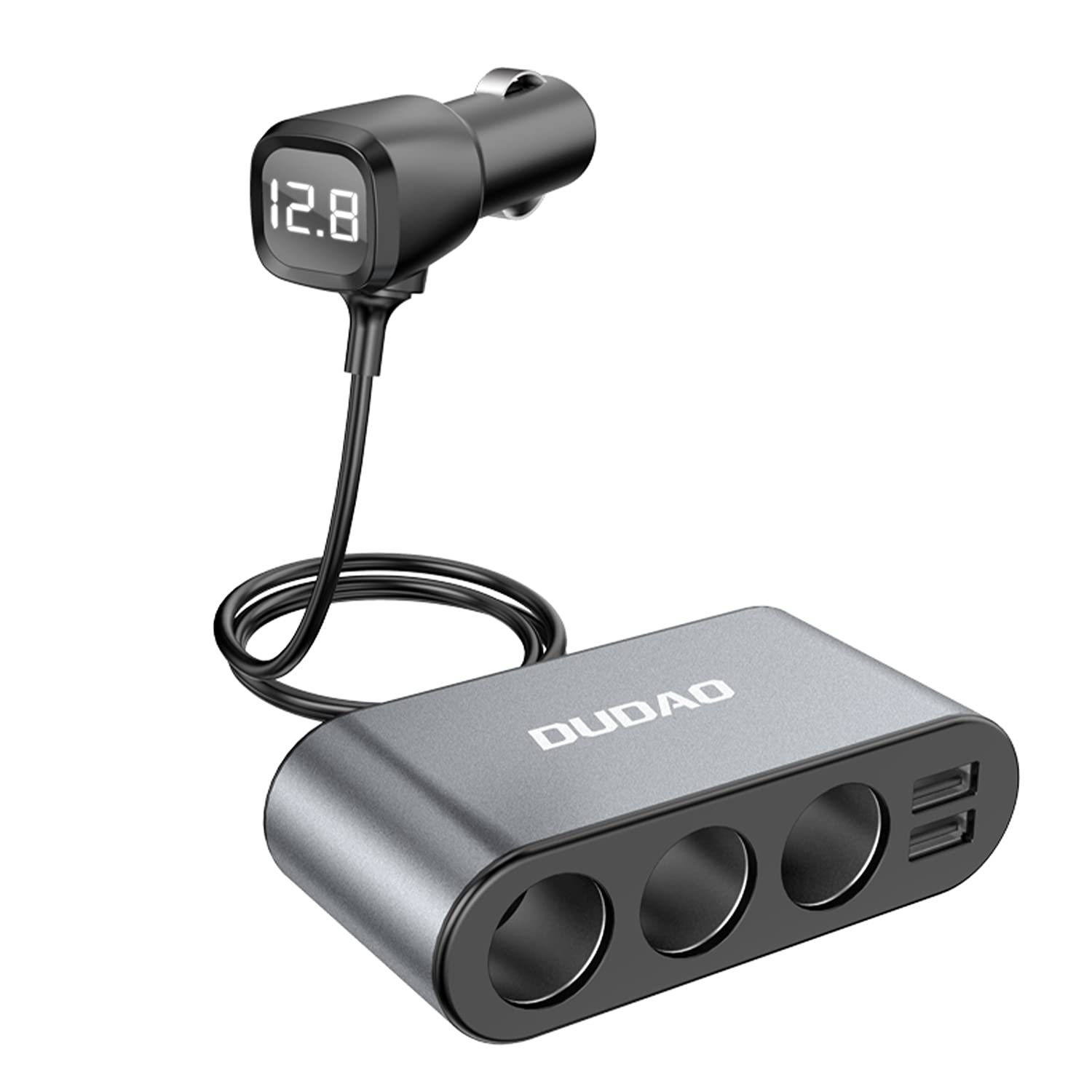 DUDAO R1PRO 80W Premium Metal Car Charger LED Display 3 Socket Splitter ...