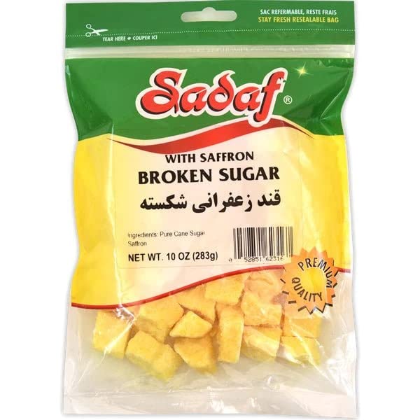Amazon.com: Sadaf Broken Sugar with Saffron - Saffron Sugar Cubes ...
