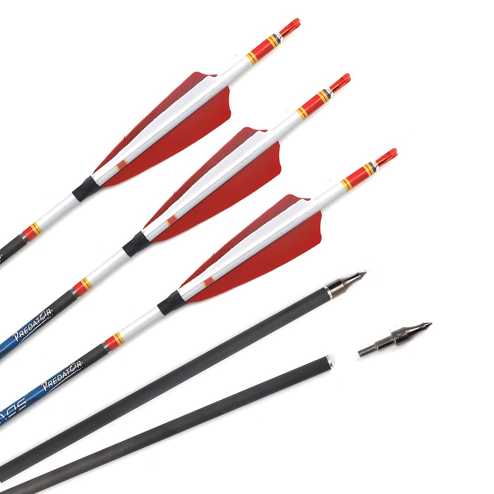 6 12pc Custom Length Feathered Carbon Arrows Spine 200 250 | Desertcart GB