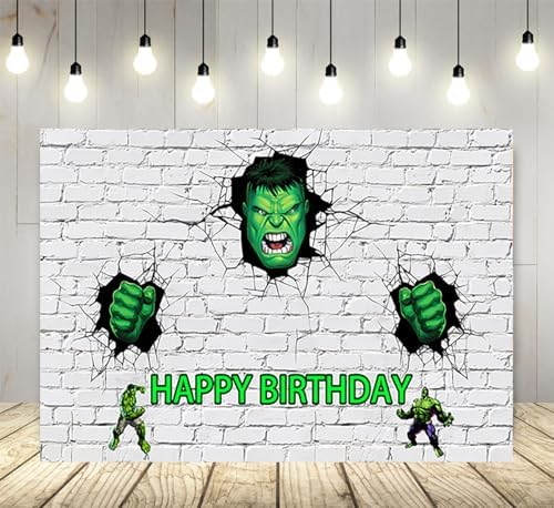Amazon.com : Green Superhero Backdrop for Birthday Party Supplies 5x3ft ...