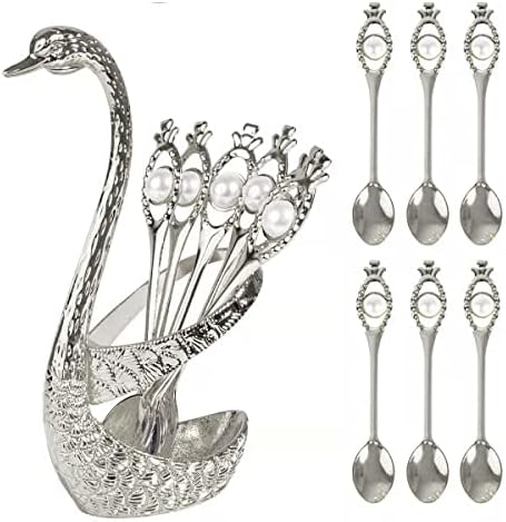 Amazon.com: Coffee Spoon Set, Silver Swan Base Holder, Table Decorative ...