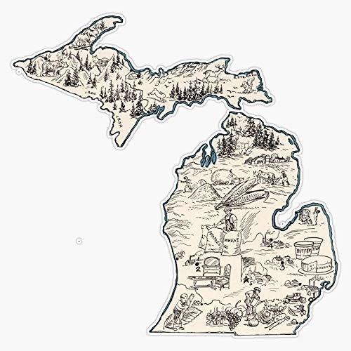 Amazon.com - Michigan Vintage Picture Map Bumper Sticker Window Vinyl ...