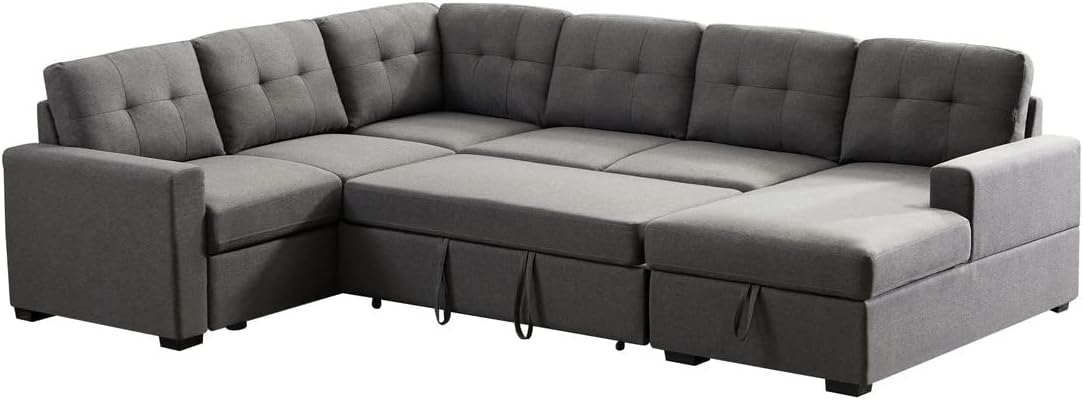 Amazon.com: XDOUT 115.5 Inch Convertible L Shaped Sleeper Sectional ...