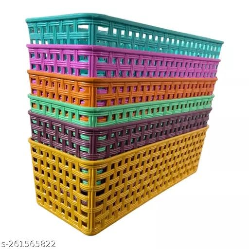 Global Export Medium Size Baskets Set Pack of 6 | Multipurpose Plastic ...
