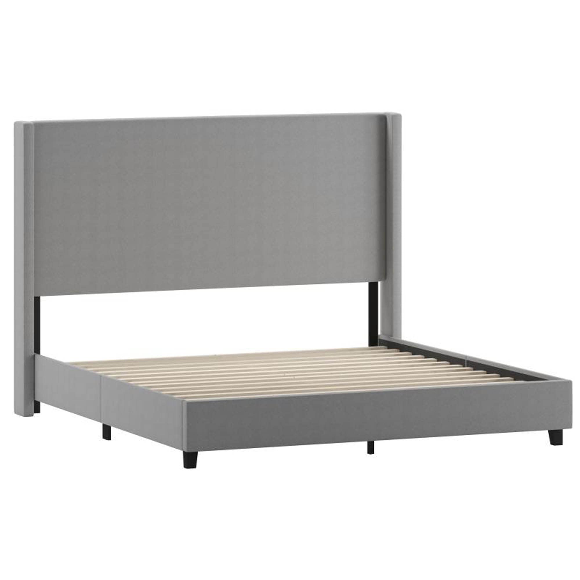 Flash Furniture Quinn Upholstered Platform Bed - Gray Channel Stitched ...