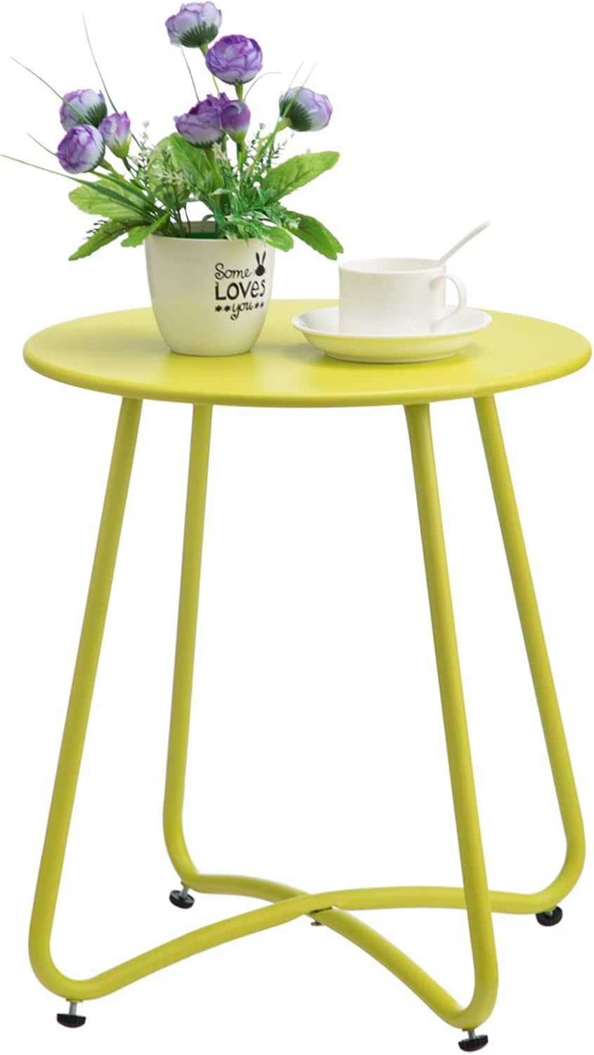 Amazon.com: HollyHOME Small Round Patio Metal Side Snack Table, Accent ...