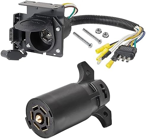 Amazon.com: Oyviny 7 Way Female Trailer Connector + 4-Way Flat to 7-Way ...