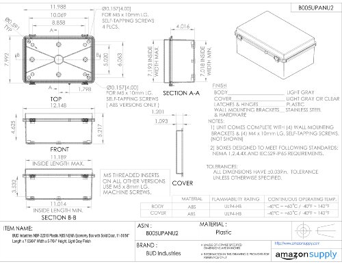 BUD Industries NBF-32016 Plastic ABS NEMA Economy Box - Electrical Box ...