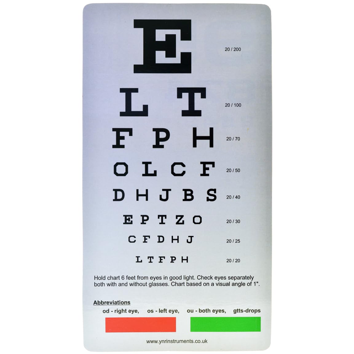 Pocket Eye Chart, 2 in 1 Snellen Eye Chart, Rosenbaum Pocket Eye Chart ...