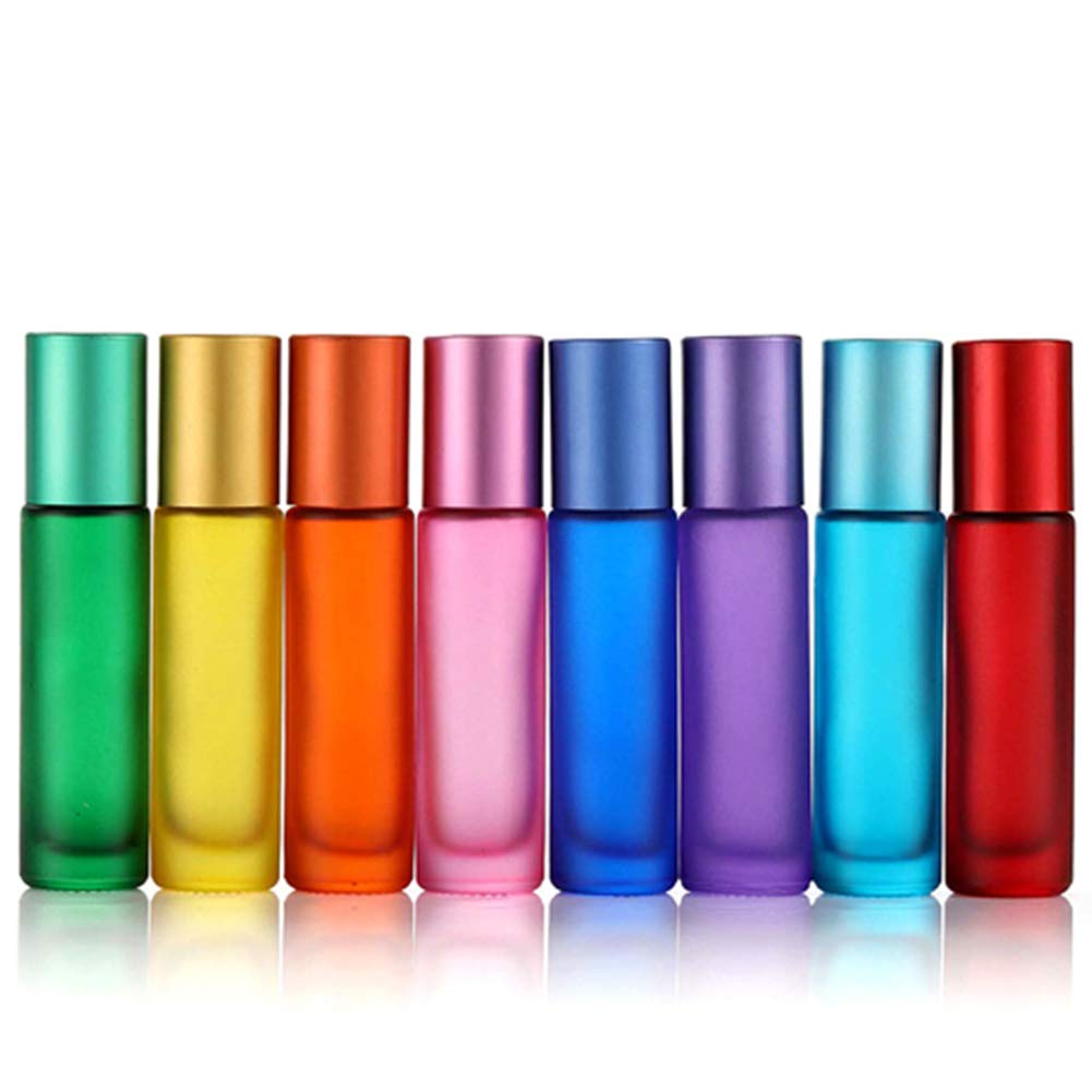 10ml 8 Colour Frosted Glass Roll On Bottles,Empty Portable Essential ...